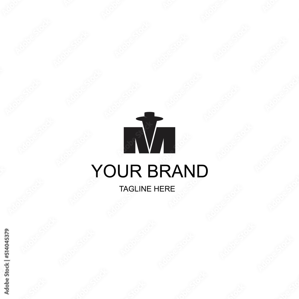 M logo with illustration and hats Stock Vector | Adobe Stock