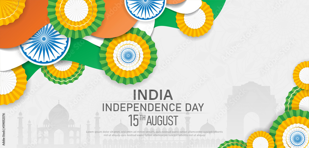 15 th August Indian Independence Day banner design with badge shape ...