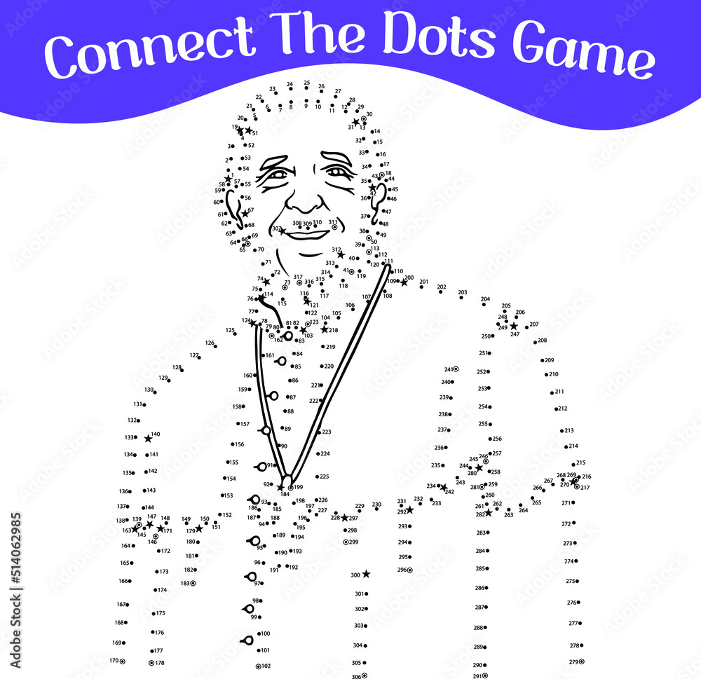 connect the dots, draw game, kids puzzle work sheet, famous people ...