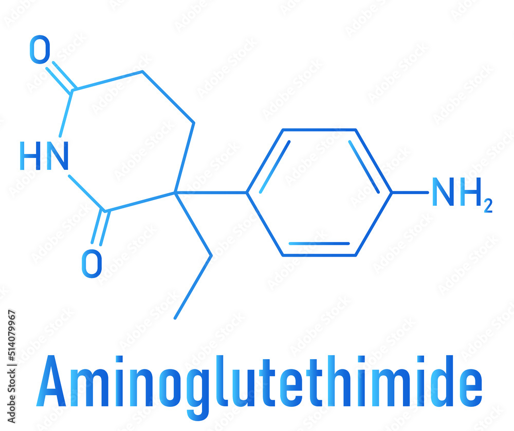 Vetor de Skeletal formula of Aminoglutethimide anti-steroid drug ...