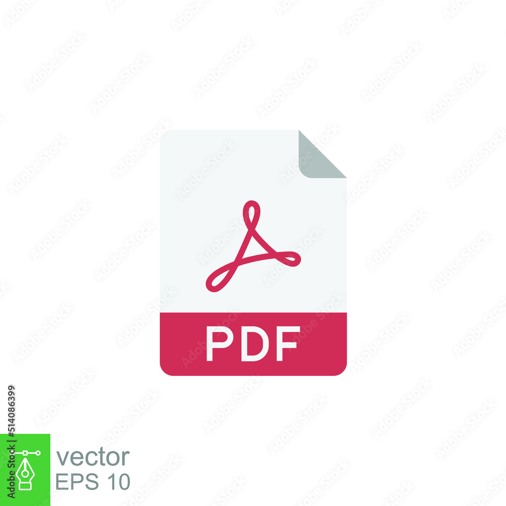 Pdf icon. Simple flat design style. File, format, download, symbol, banner, button, sign concept ...