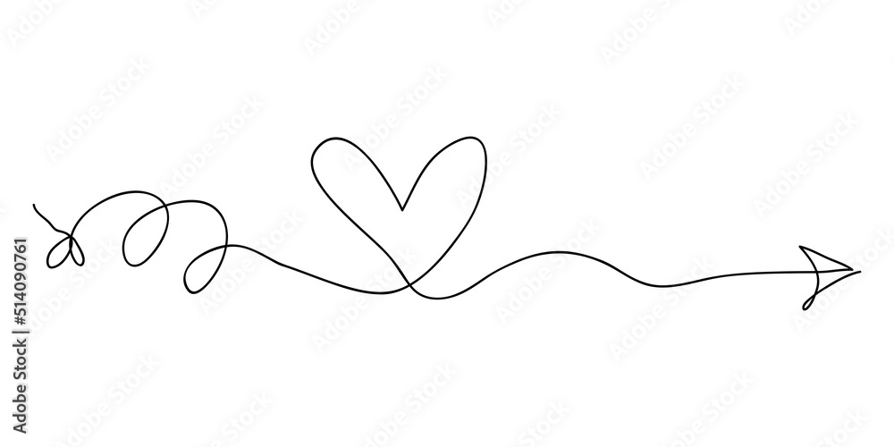 Continuous one line drawing heart symbol, Scribble hearts. hand drawn ...