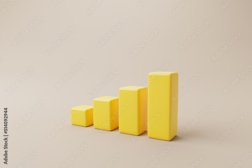 Growthing yellow graph bar on background. Business development to ...