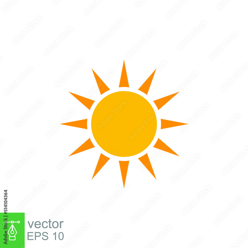 Sun heat icon. Simple flat style. Shine, warm, web, pictogram, sunlight ...