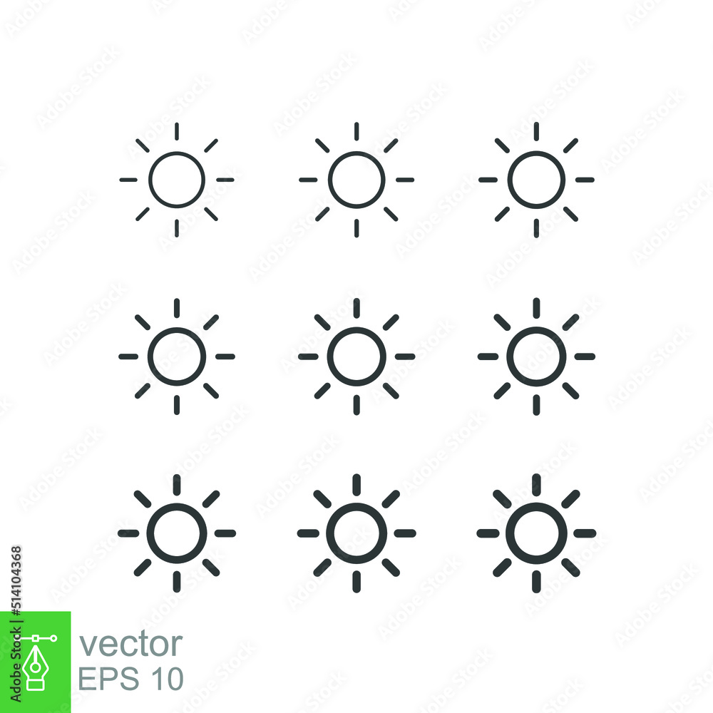Sun, brightness line icon. Simple outline style. Shine, warm, web ...