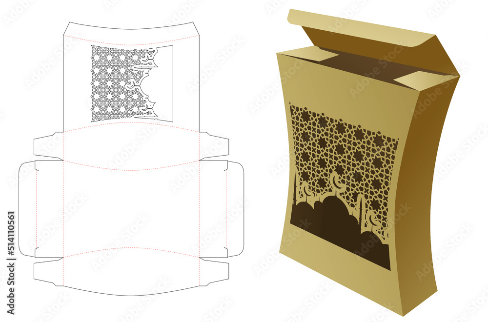 Arabic pattern box die cut template and 3D mockup Stock Vector | Adobe ...
