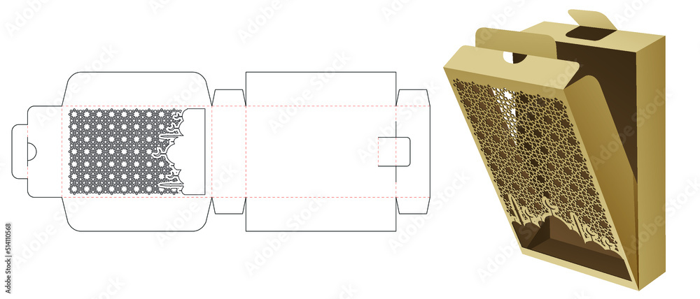Arabic pattern box die cut template and 3D mockup Stock Vector | Adobe ...