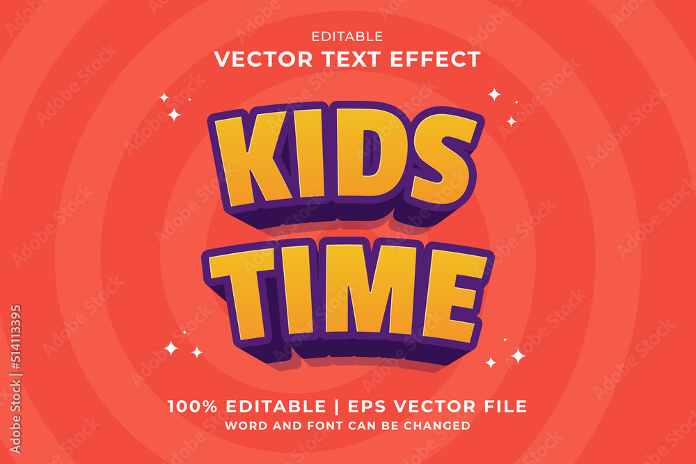 Editable text effect - Kids Time 3d cartoon template style premium ...