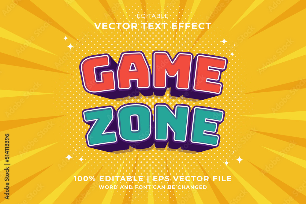 Editable text effect - Game Zone 3d cartoon template style premium ...
