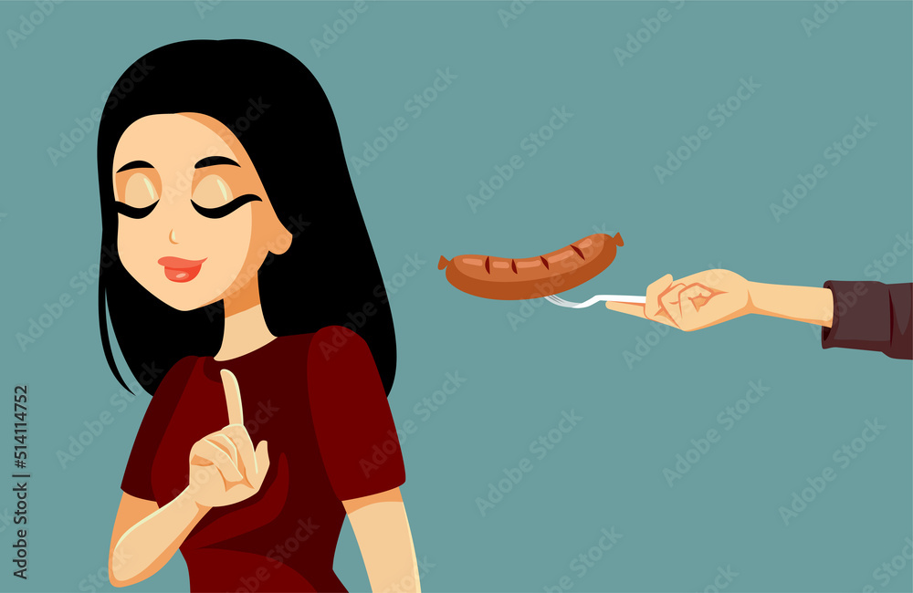 Vegan Girl Saying No to Meat Consumption Vector Cartoon Illustration ...