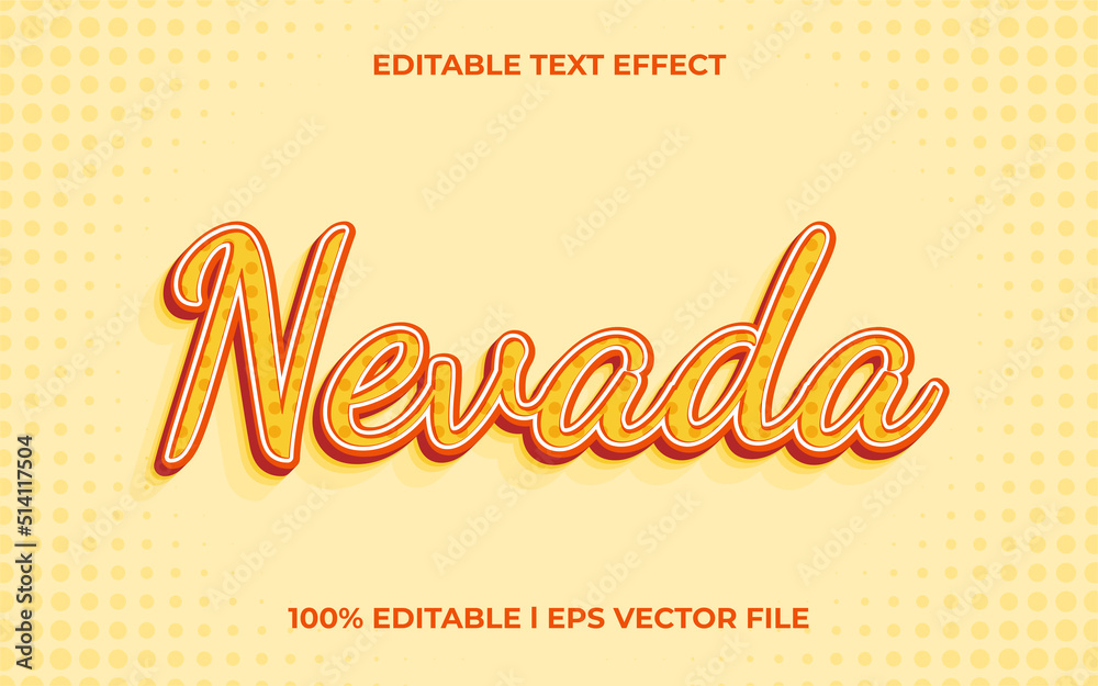 nevada 3d text effect with minimalist theme. yellow typography template ...
