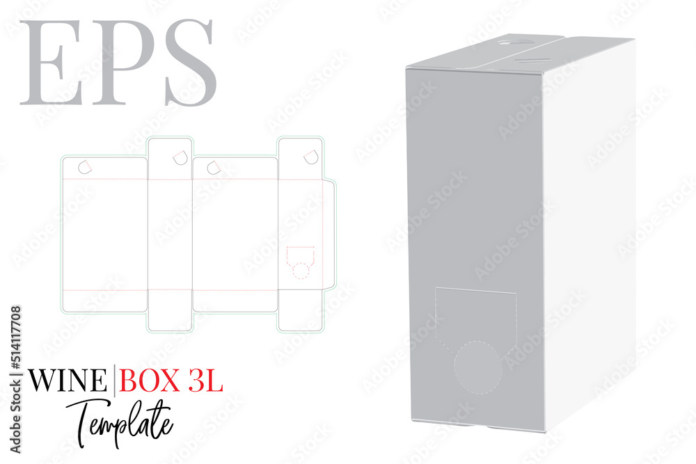 Vecteur Stock Wine Box Template, Vector with die-cut, laser-cut layers ...