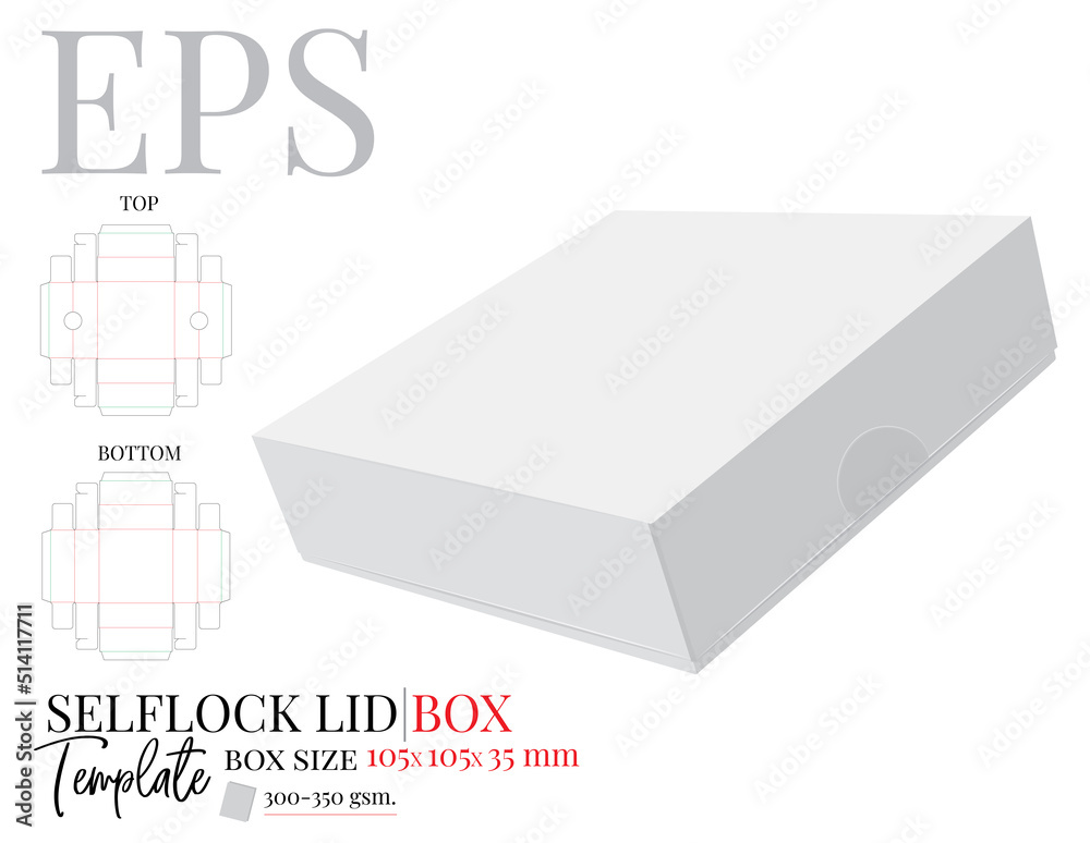 Lid Box Template. Vector with Die Cut, Laser Cutting. White, clear ...