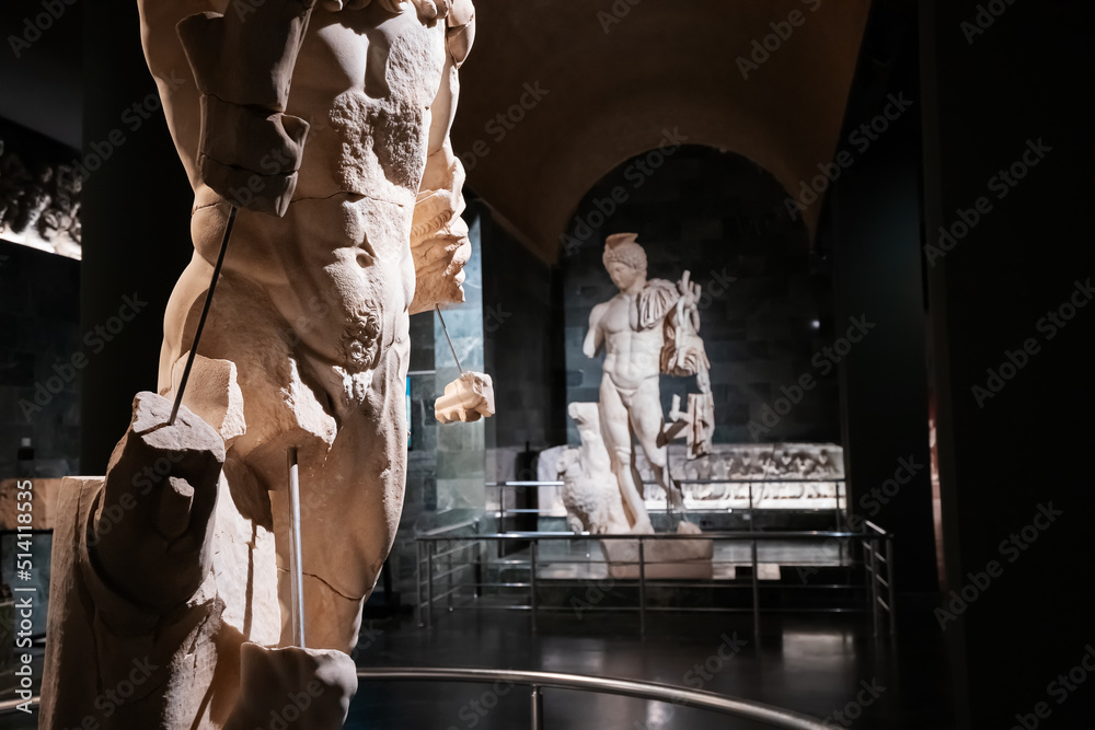 28 May 2022, Antalya, Turkey: close-up of the genitals on a statue of a ...