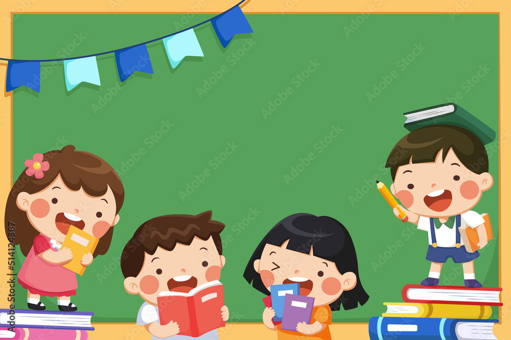 School kids having fun in classroom Stock Vector | Adobe Stock