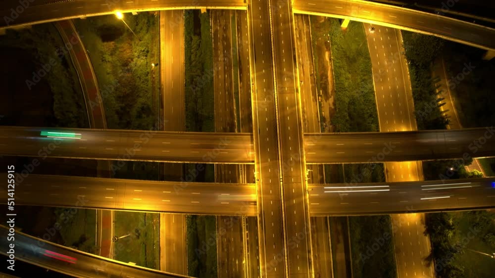 4K : Top view of interchange and multi junction road. The Intersection ...