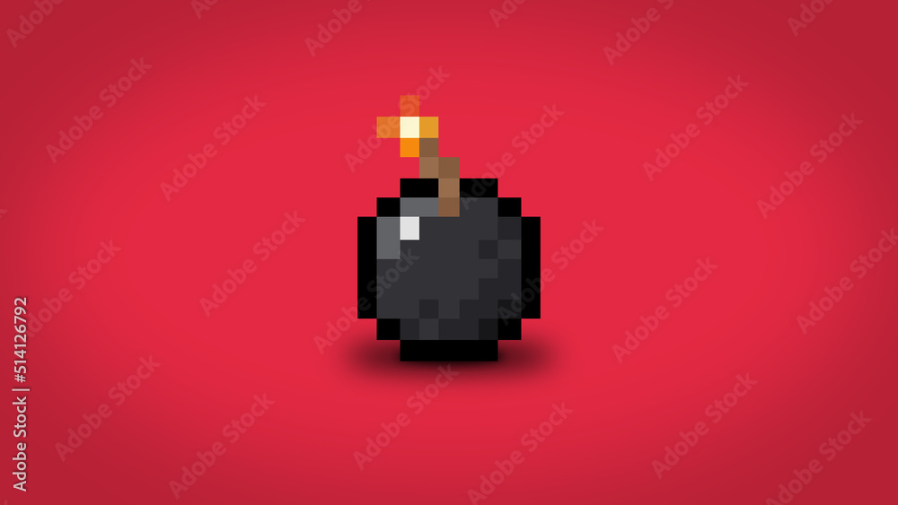 One pixel 8 bit bomb on red background - high res wallpaper Stock ...