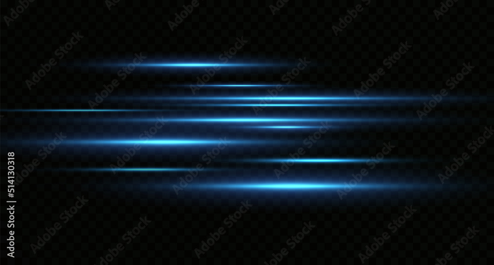 Motion light effect for banners. Blue lines. The effect of speed on a ...