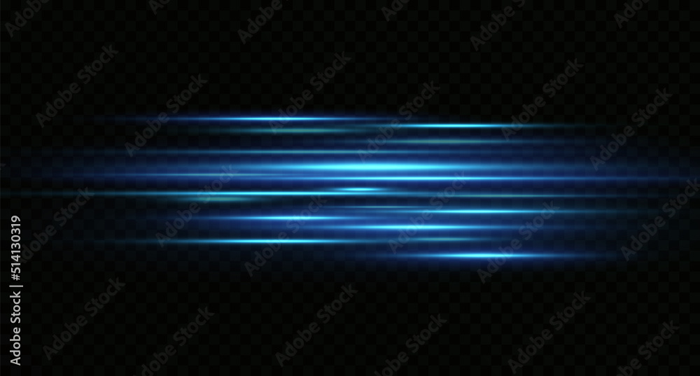 Motion light effect for banners. Blue lines. The effect of speed on a ...