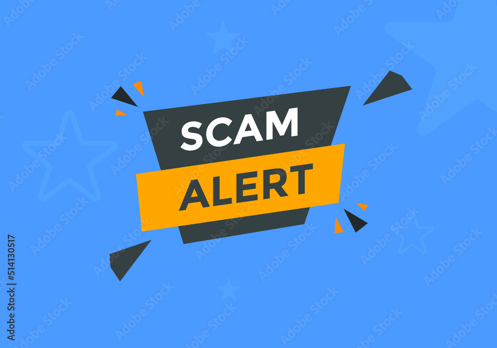 Vetor de Scam alert text label sticker. Scam Alert Warning Sign do ...