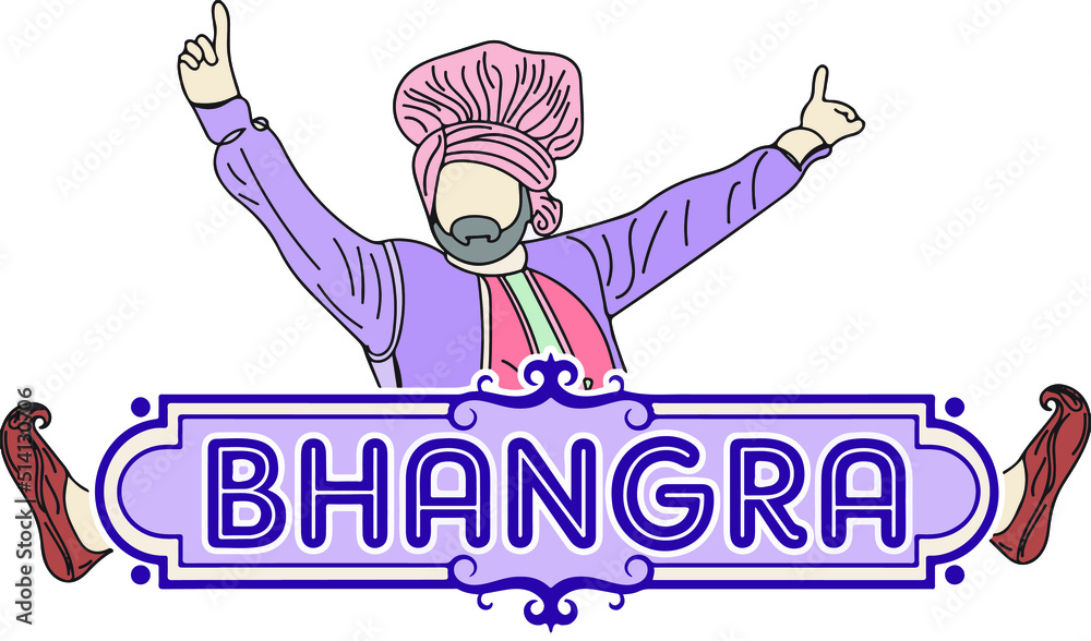 Bhangra Logo, Bhangra Dance vector, Indian Punjabi dance illustration ...