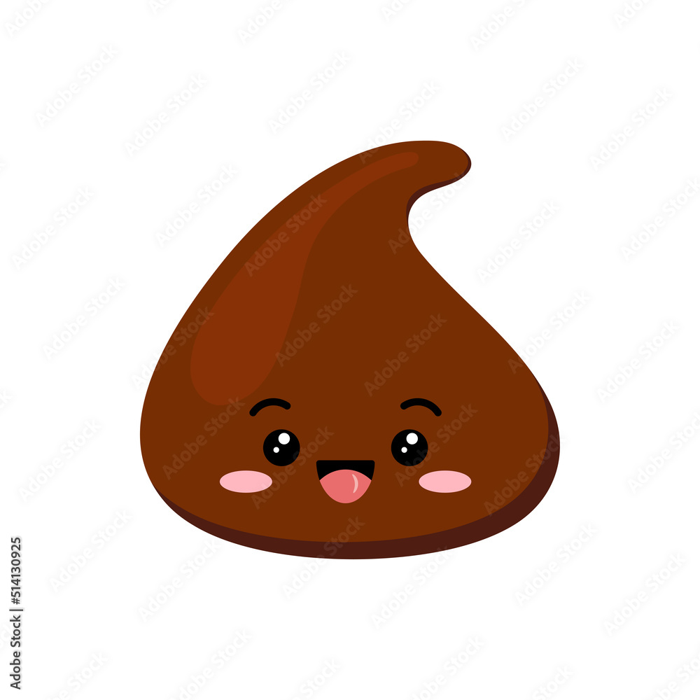 Cute chocolate chips piece laughing emoji character vector icon. Kids ...