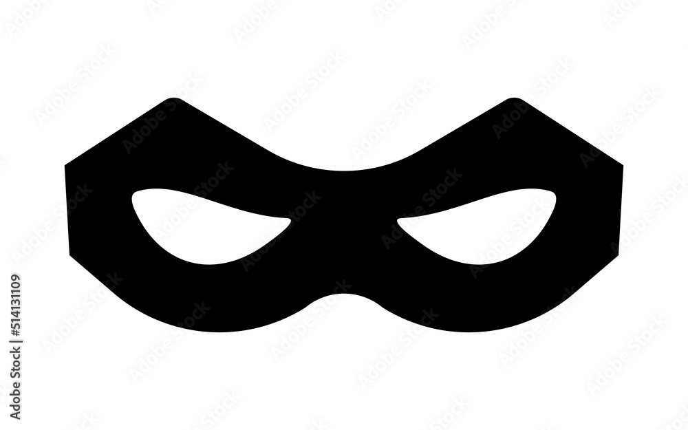 Mask angry superhero carnival or scammer villain vector icon. Black ...