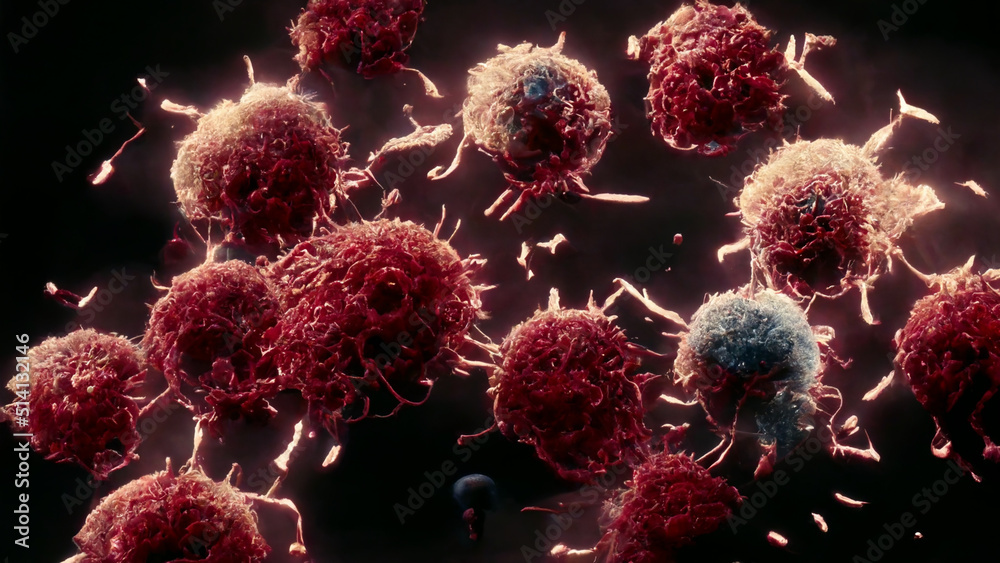 T-Cells fighting viruses in Blood Stream, Immunotherapy concept, T-Cell ...