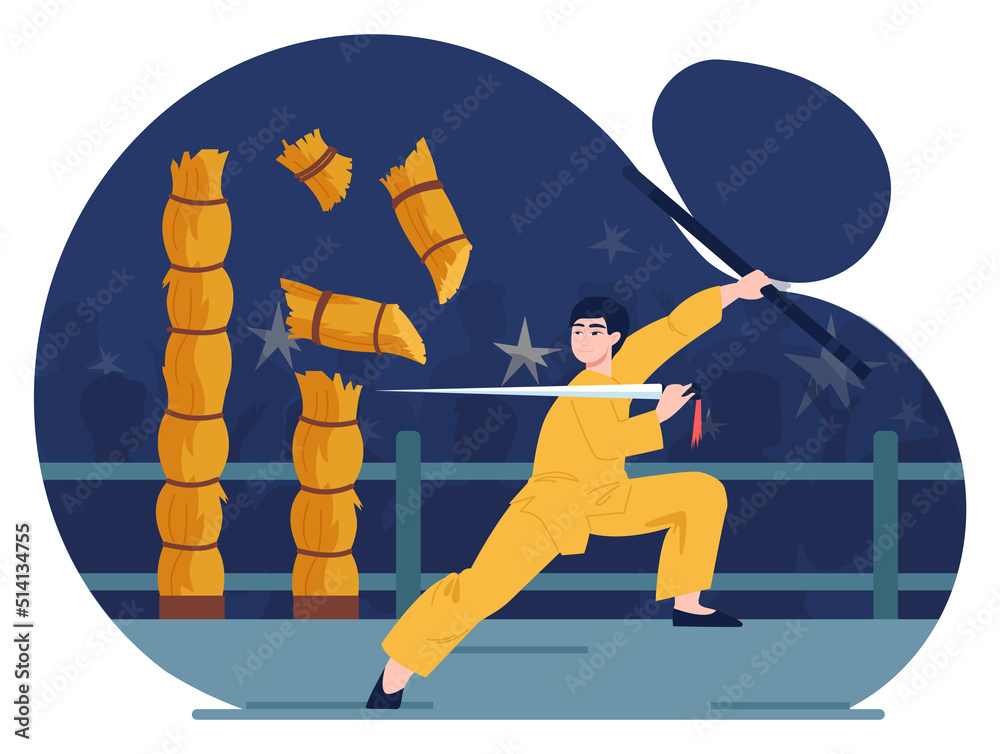 Chinese martial arts. Characters fighting with a saber, and a sword ...