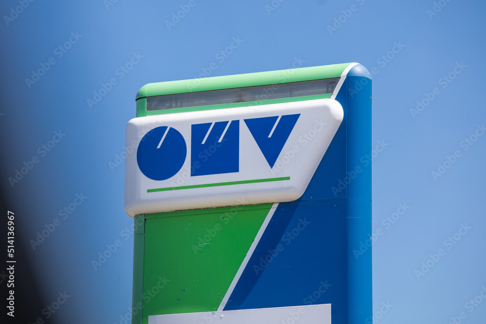 Logo and sign of OMV on gas station near Lazarevac, Serbia Stock Photo ...