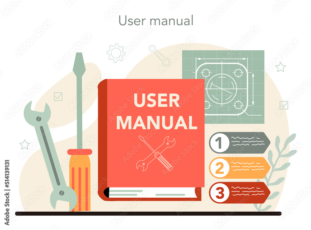 Technical writer concept. User manual tutorial writing. Guidebook Stock ...