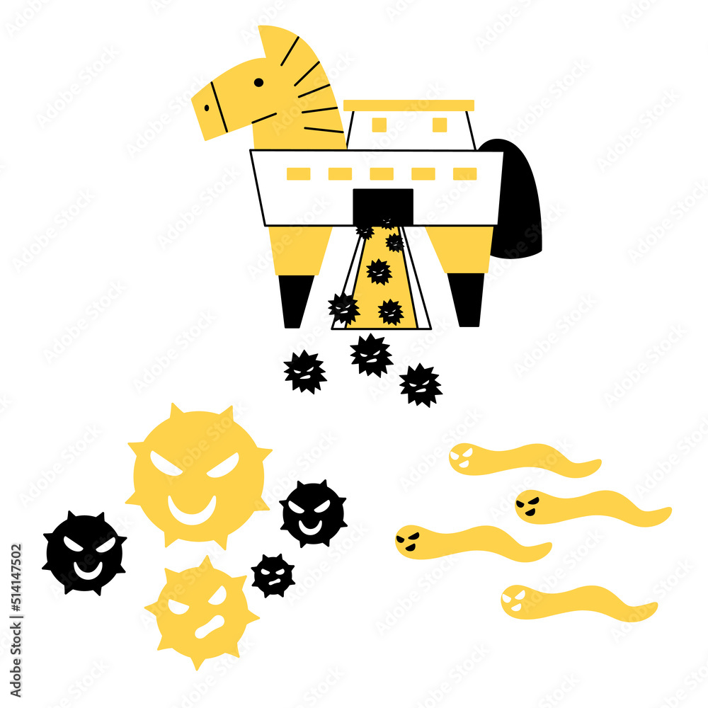 Vector illustration of malware. These are images of computer viruses ...