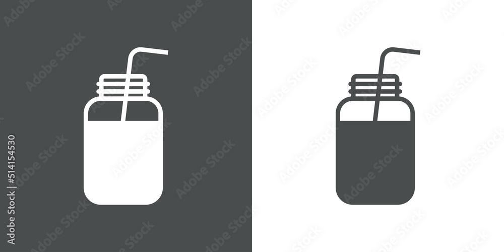 Mason jar icon. Logo smoothie bar. Vector con silueta de botella y ...