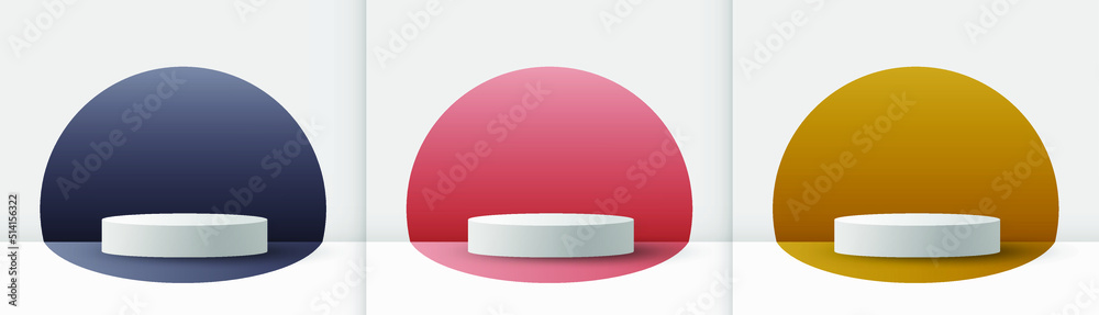 Stage 3d vector collection in pink, gold, black. Pedestal or platform ...