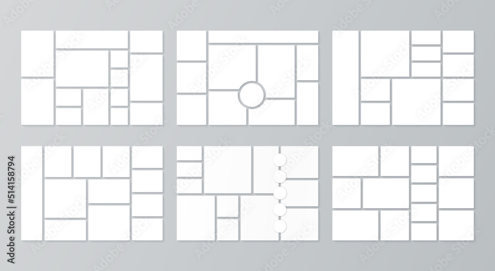 Collage grid. Mood board template. Vector illustration. Banner with ...