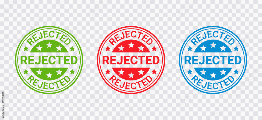 Rejected stamp. Red round mark Denied Vector illustration. Stock ...