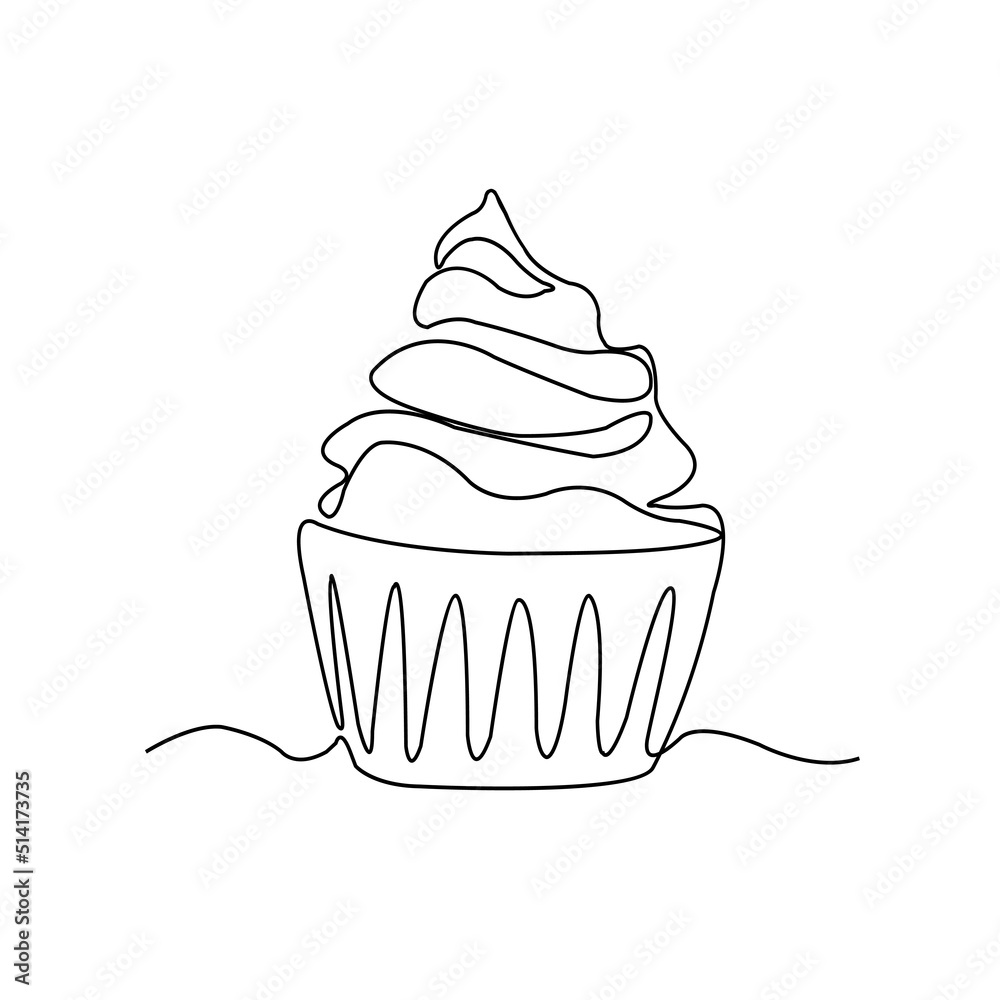 one line cake illustration. line art cake drawing vector Stock Vector ...