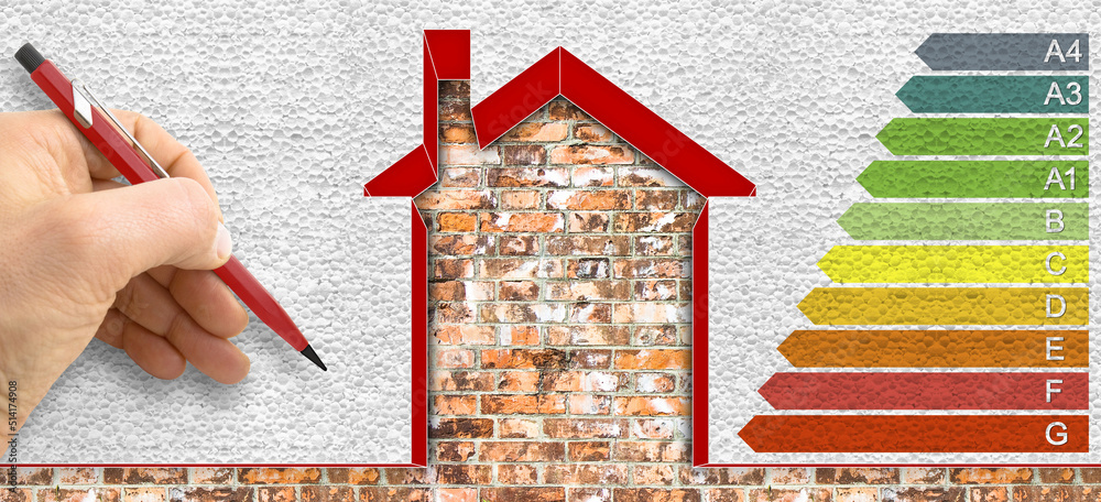 Engineer plans energy efficiency on buildings. Concept with home ...