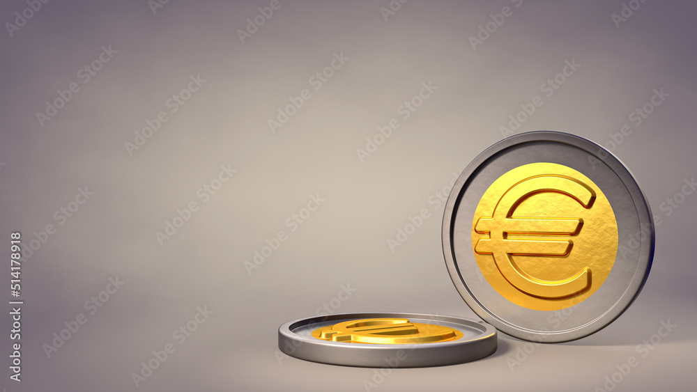 Gold and Silver European Union Euro Coin Icon Symbol in Studio Scene ...