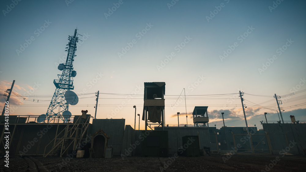 Checkpoint at the border fence. Stock Illustration | Adobe Stock