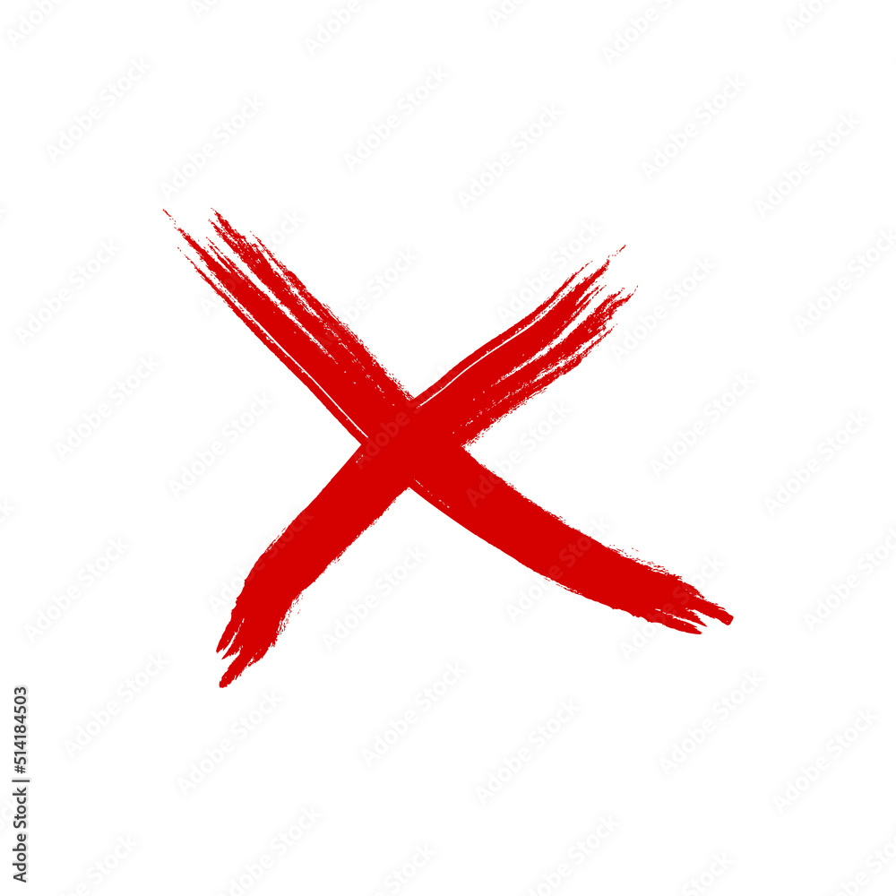 Sketch red cross brush. Vector image. Grunge brush. Check mark icon ...