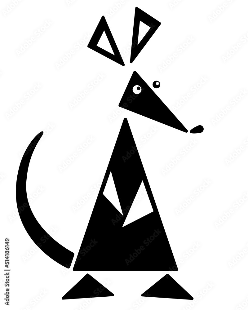 Mouse from triangles, funny animal from geometric shapes - vector ...