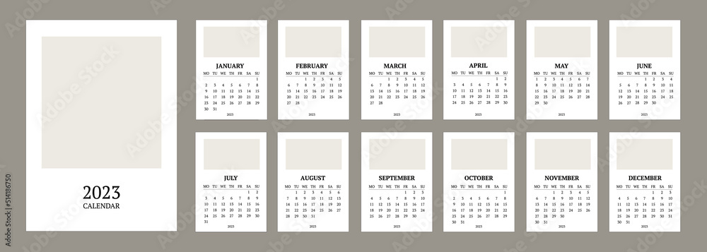 classic monthly calendar for 2023. A calendar in the style of ...