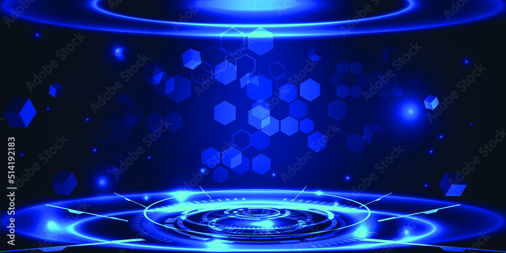 Vector illustrations of Futuristic digital technology hi-tech stage for ...