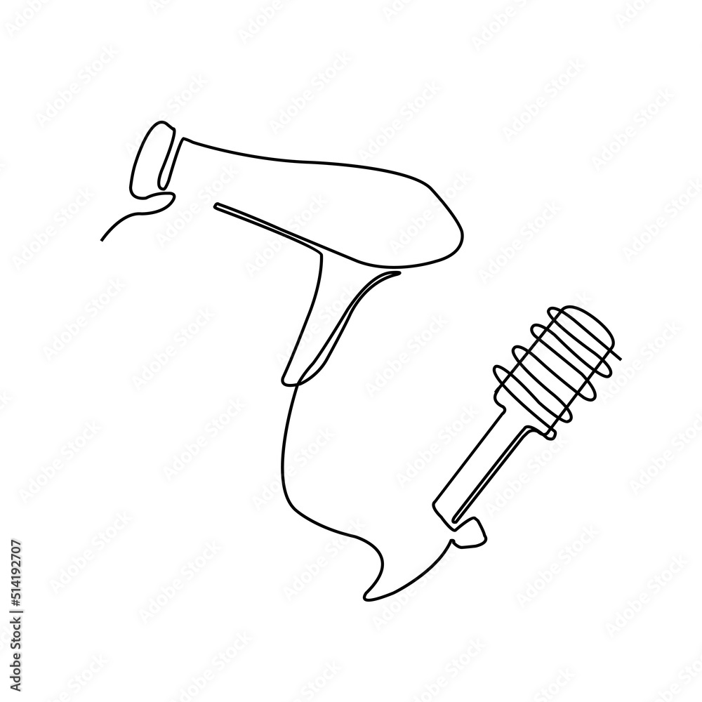 One Line Hair Dryer Illustration Line Art Minimalistic Drawing Design