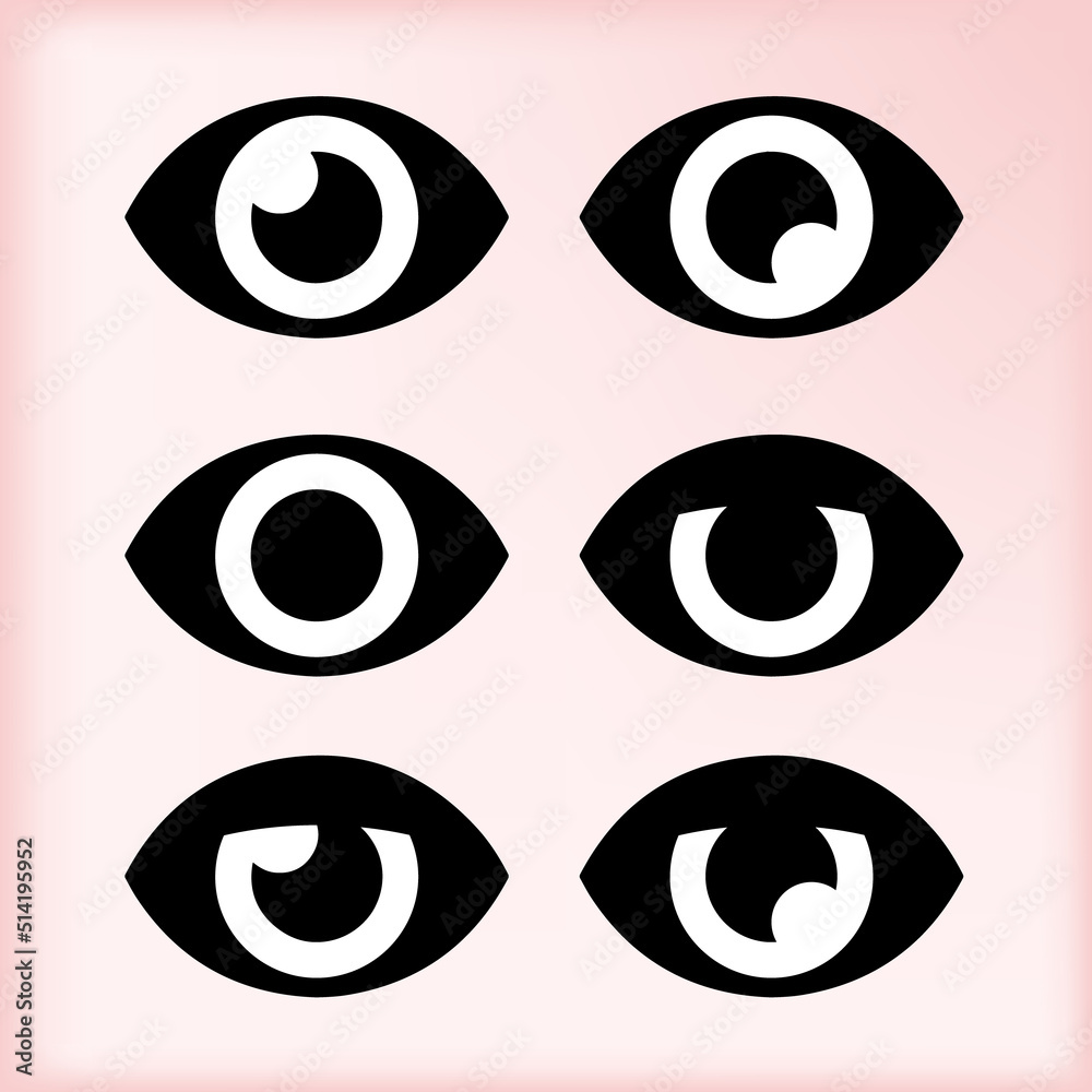 Vector illustrations of eyes. Eye front view, eyes icons Stock Vector ...