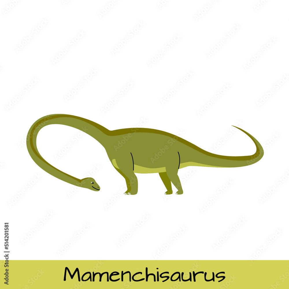 Mamenchisaurus dinosaur vector illustration isolated on white ...