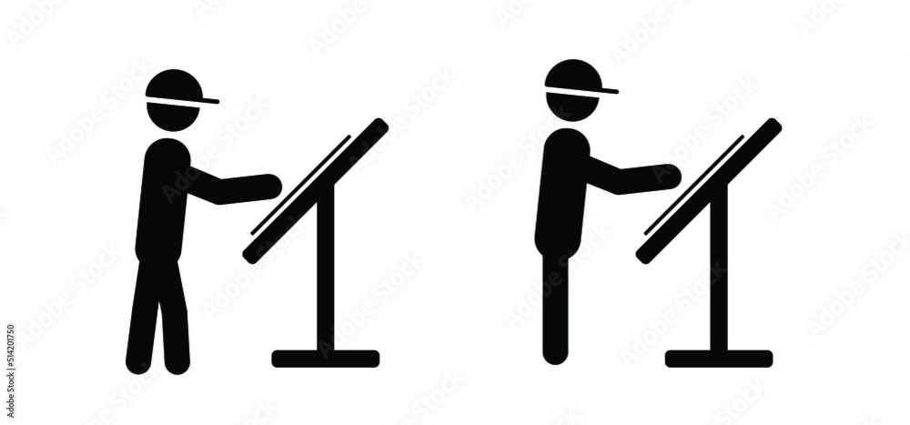 Cartoon engineers manager, architect planning concept. Stickman, stick ...