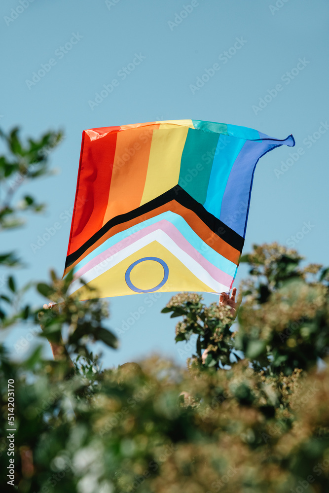 showing an intersex-inclusive progress pride flag Stock Photo | Adobe Stock