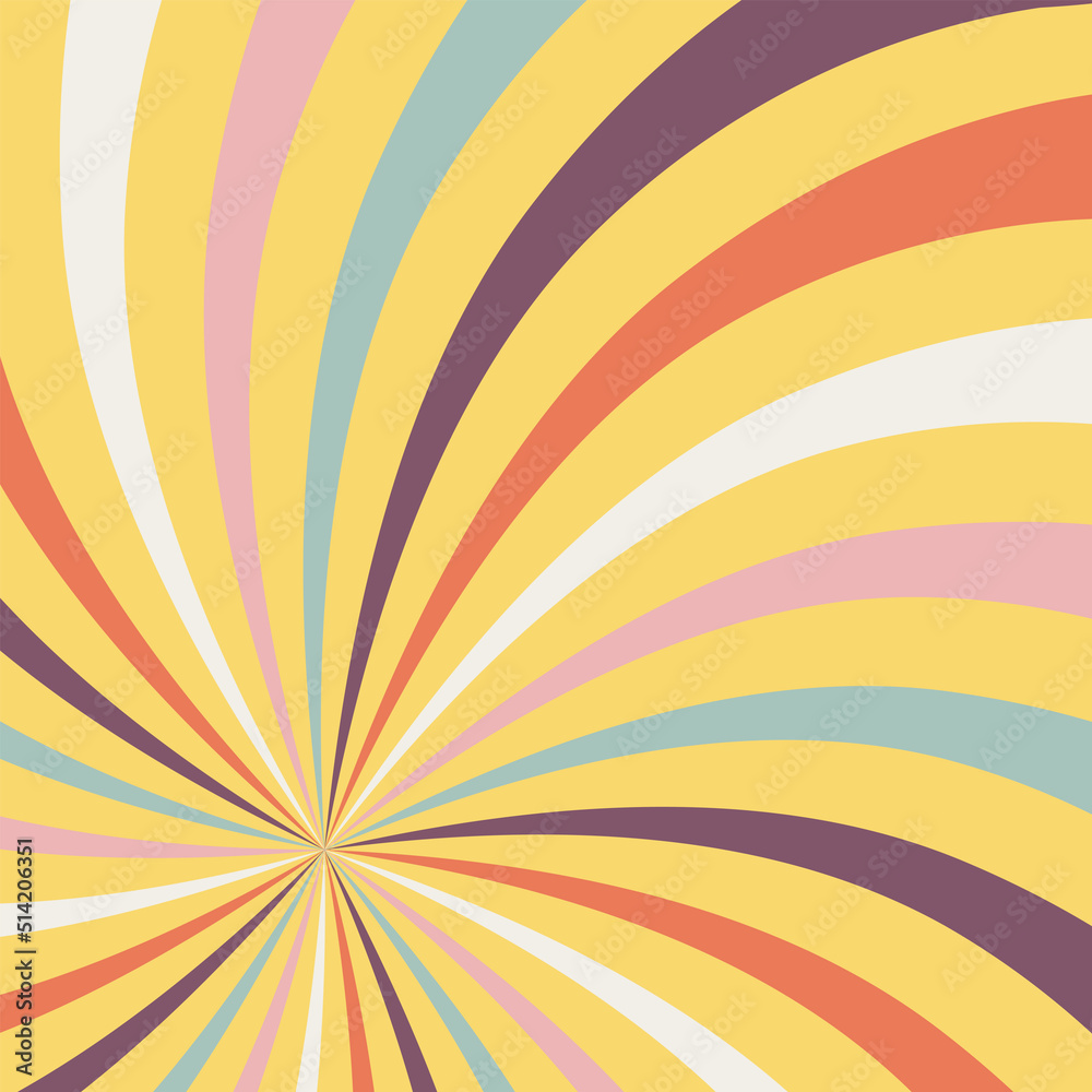 Retro background with color sunburst or starburst. Pattern with vintage ...